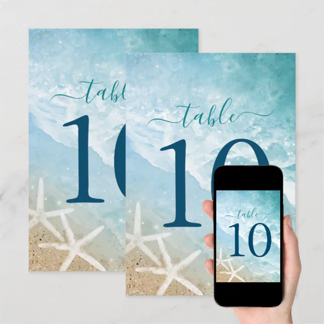 Elegant Watercolor Beach Table Number Cards | Zazzle