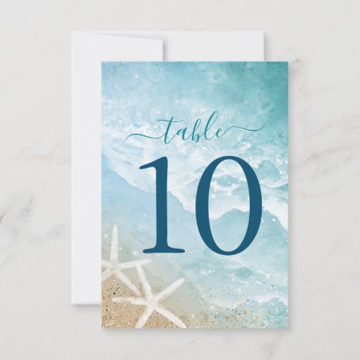 Elegant Watercolor Beach Table Number Cards | Zazzle