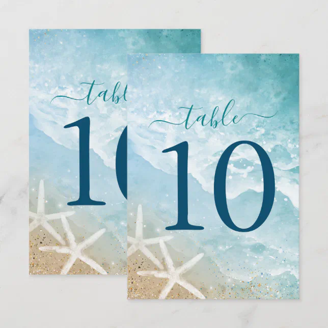 Elegant Watercolor Beach Table Number Cards | Zazzle