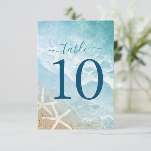 Elegant Watercolor Beach Table Number Cards | Zazzle