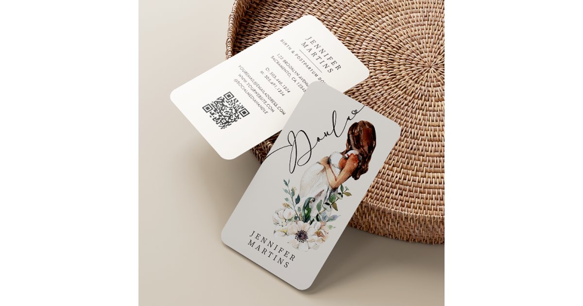Elegant Watercolor Birth & Postpartum Doula Business Card | Zazzle