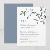 Elegant Watercolor Blue 25th Wedding Anniversary Invitation | Zazzle