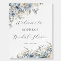 Elegant Watercolor Blue Bridal Shower Welcome Sign | Zazzle