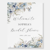 Elegant Watercolor Blue Bridal Shower Welcome Sign | Zazzle