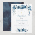 Elegant watercolor blue floral baptism invitation | Zazzle