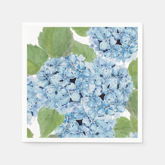 Elegant Watercolor Blue Hydrangea Napkins | Zazzle