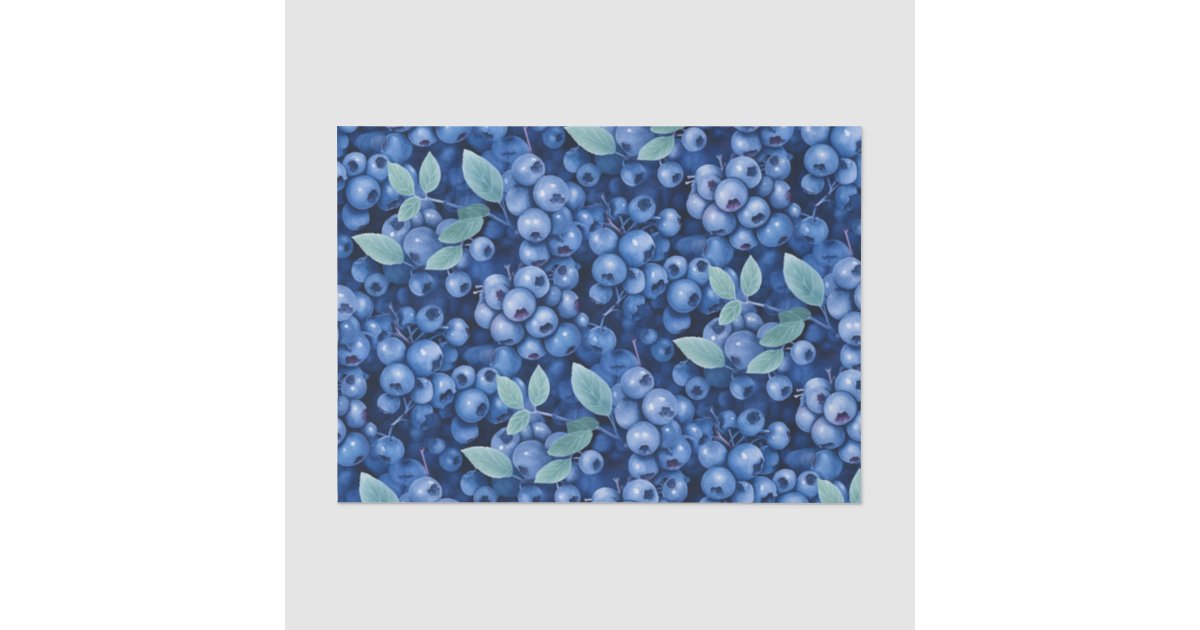 Elegant Watercolor Blueberries Tissue Paper | Zazzle