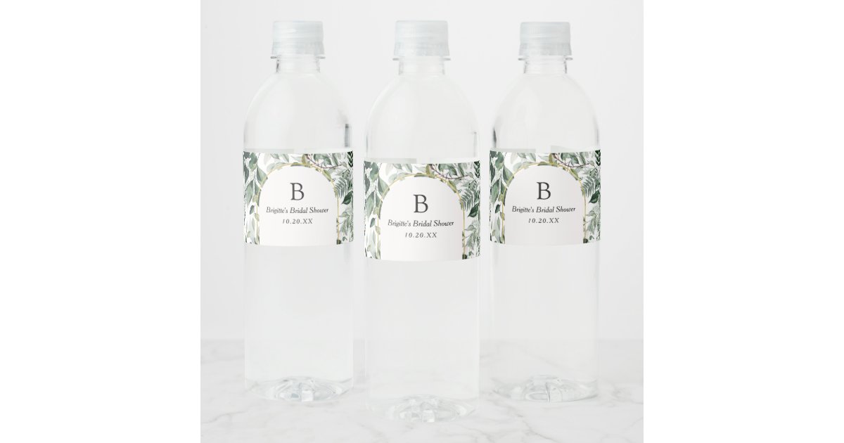 Elegant Watercolor Botanical Greenery Water Bottle Label | Zazzle