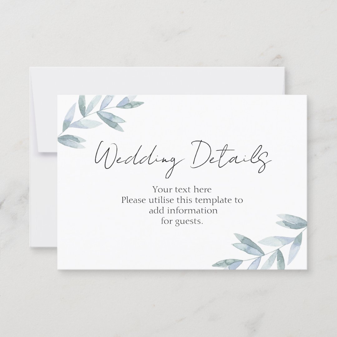 Elegant watercolor botanical Reception Details RSV RSVP Card | Zazzle