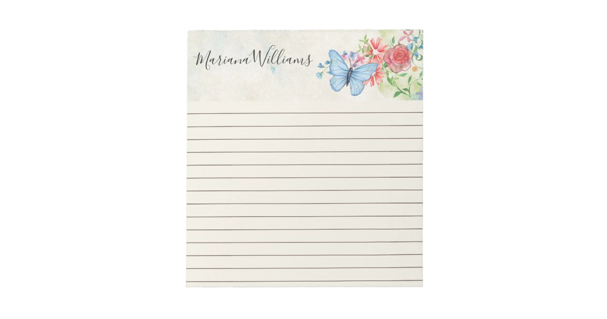 elegant watercolor butterfly lined notepad | Zazzle