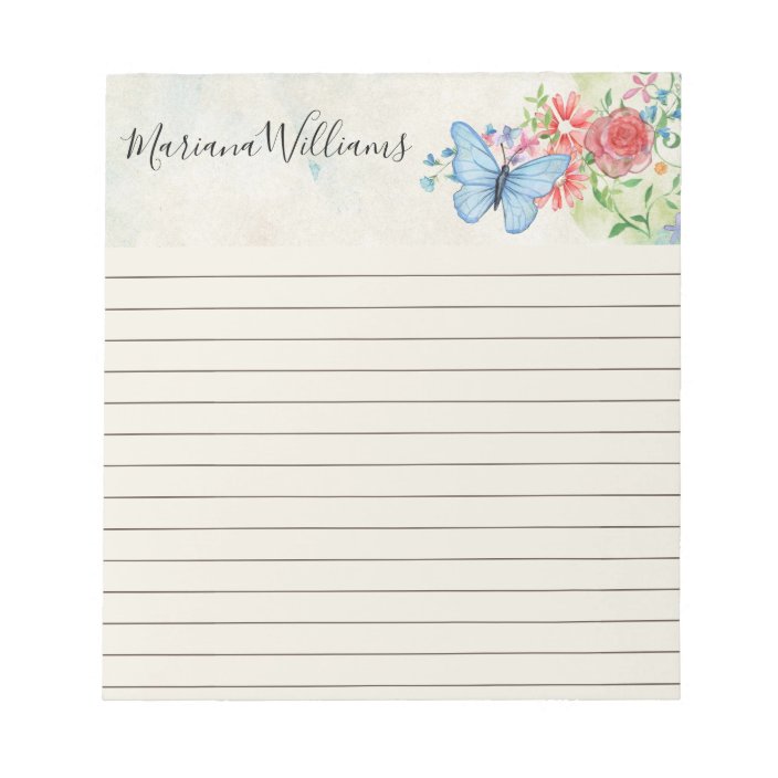 elegant watercolor butterfly lined notepad | Zazzle.com