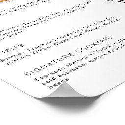 Elegant Watercolor Cocktails Wedding Bar Menu Poster | Zazzle