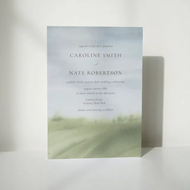 Elegant Watercolor Countryside Landscape Wedding Invitation | Zazzle