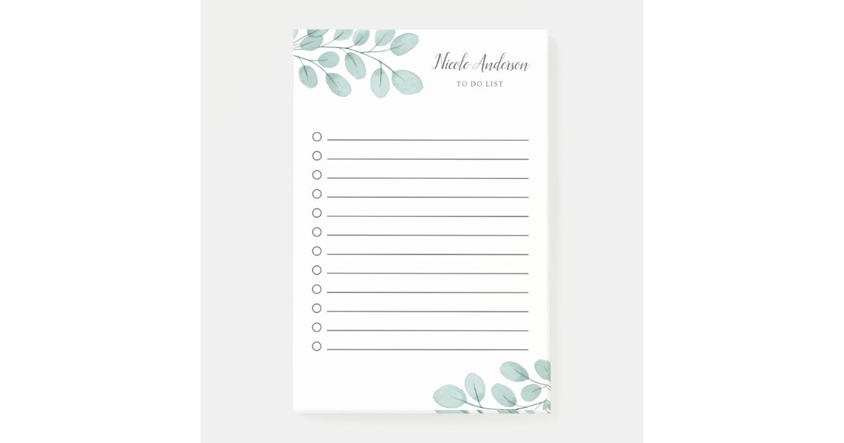 Elegant Watercolor Eucalyptus To-Do List Post-it Notes | Zazzle