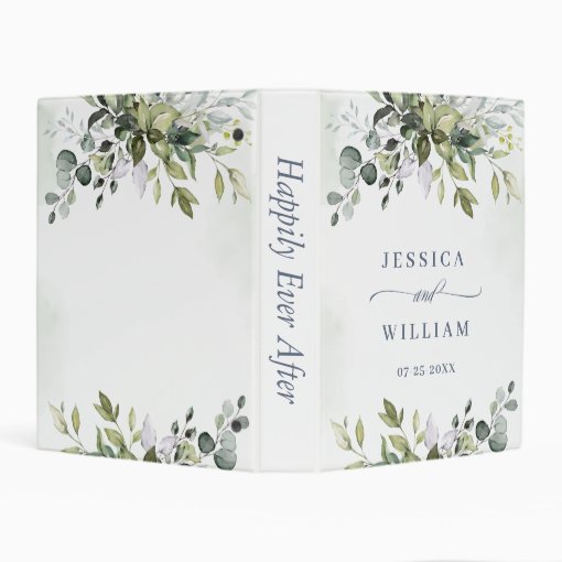 Elegant Watercolor Eucalyptus Wedding Custom Mini Binder | Zazzle