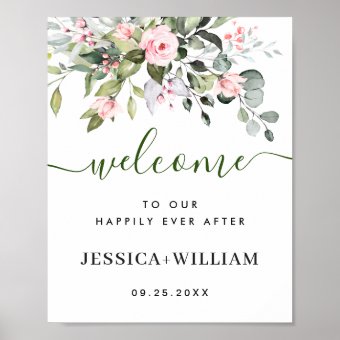 Elegant Watercolor Eucalyptus Wedding Welcome Poster | Zazzle
