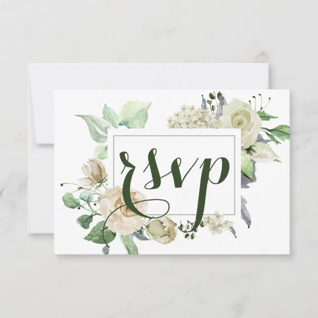 Elegant Watercolor Floral Botanical Wedding RSVP Card | Zazzle