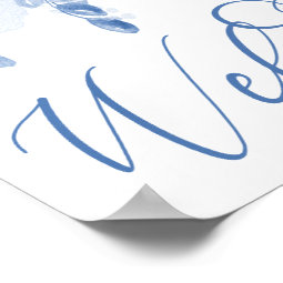 Elegant Watercolor Floral Dusty Blue Welcome Sign | Zazzle