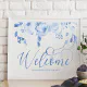 Elegant Watercolor Floral Dusty Blue Welcome Sign | Zazzle
