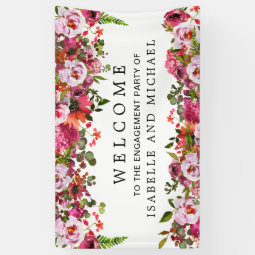 Elegant Watercolor Floral Engagement Party Welcome Banner | Zazzle