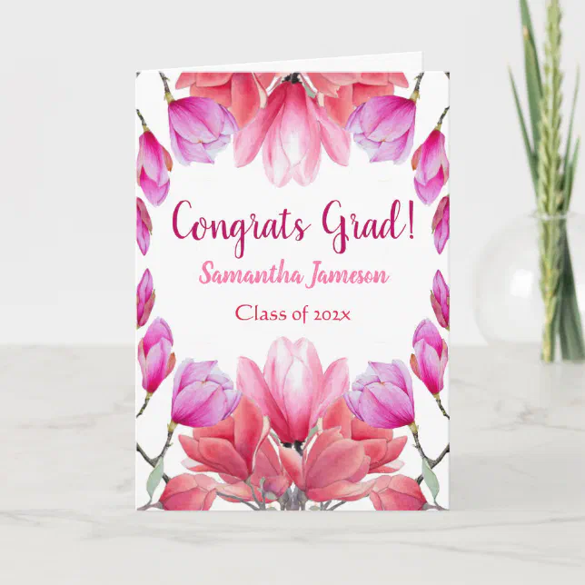 Elegant Watercolor Floral Graduation Graduate Card | Zazzle