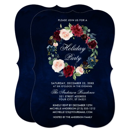 Elegant Watercolor Floral Holiday Party Bracket Invitation | Zazzle.com