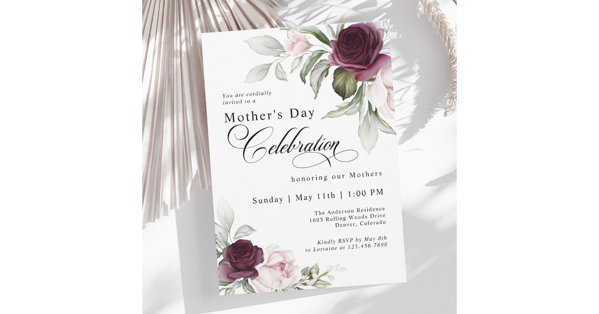 Elegant Watercolor Floral Mother's Day Celebration Invitation | Zazzle