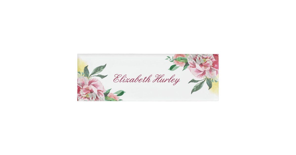 Elegant Watercolor Floral Name Tags | Zazzle