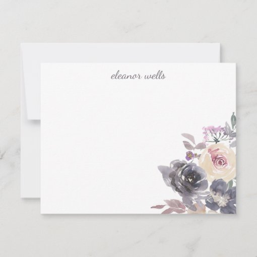 Elegant Watercolor Floral Personalized Stationery Note Card | Zazzle
