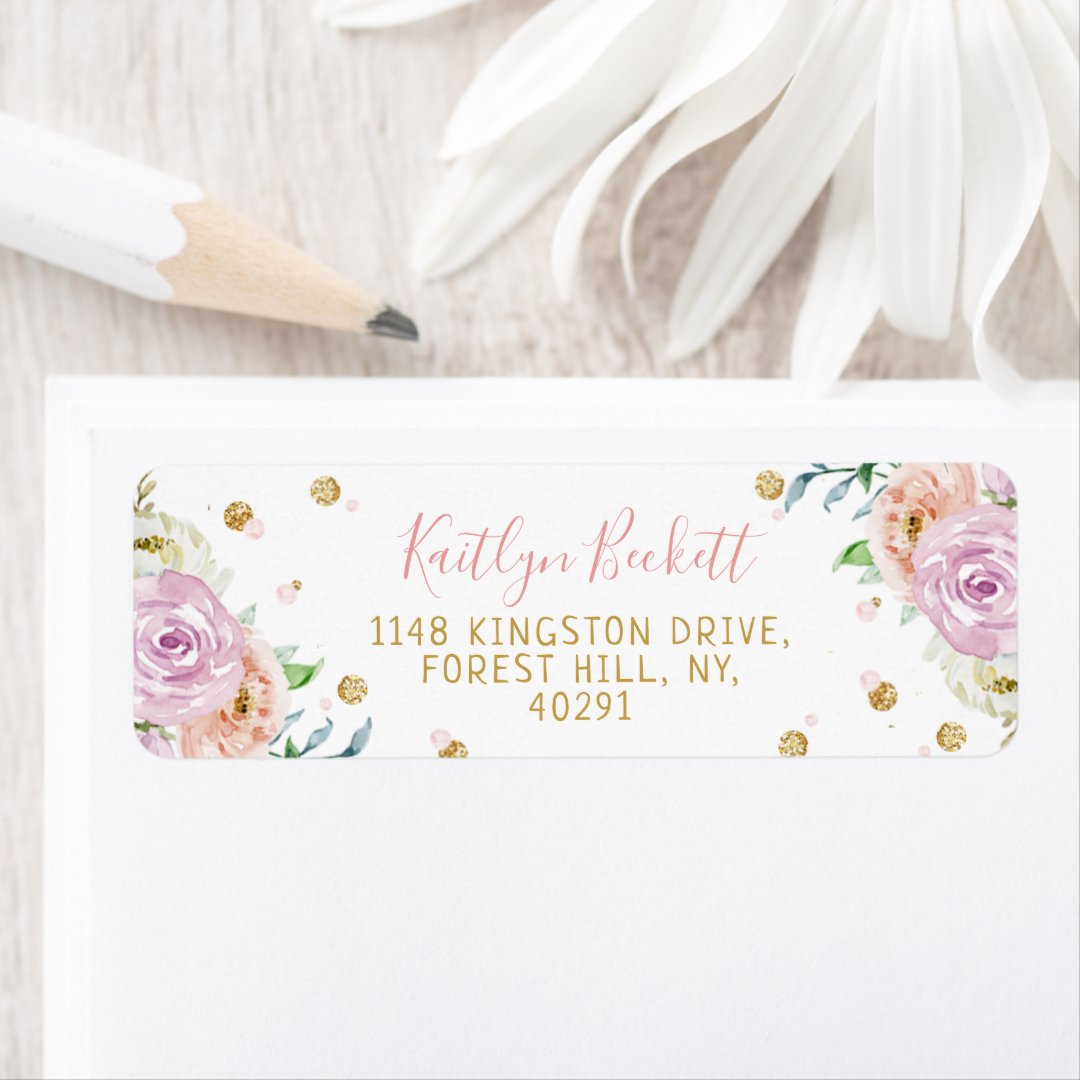 Elegant Watercolor Floral Return Address Labels | Zazzle