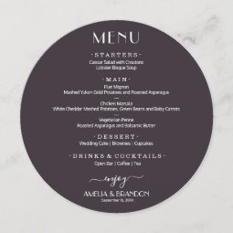 Elegant Watercolor Floral Round Wedding Menu | Zazzle