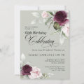 Elegant Watercolor Floral Sage 90th Birthday Invitation | Zazzle
