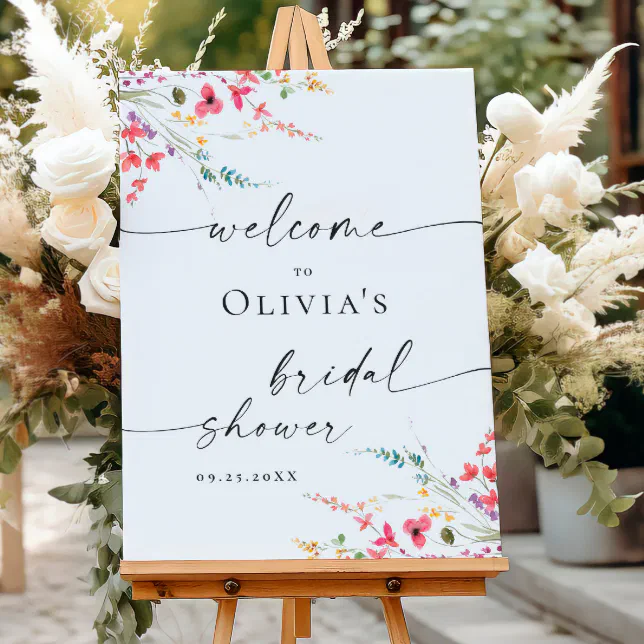 Elegant Watercolor Floral WELCOME Bridal Shower Poster | Zazzle