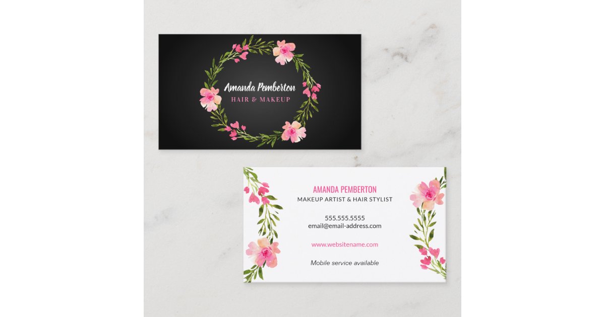 Elegant Watercolor Floral Wreath Business Card | Zazzle