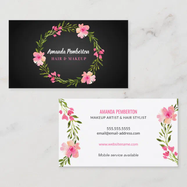 Elegant Watercolor Floral Wreath Business Card | Zazzle