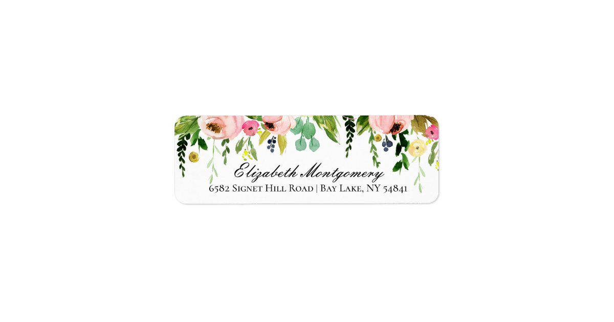 Elegant Watercolor Flowers Return Address Label | Zazzle