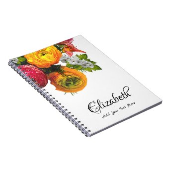 Elegant Watercolor Flowers Roses Floral Template Notebook | Zazzle
