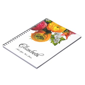 Elegant Watercolor Flowers Roses Floral Template Notebook | Zazzle