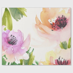 Elegant Watercolor Flowers Wrapping Paper | Zazzle
