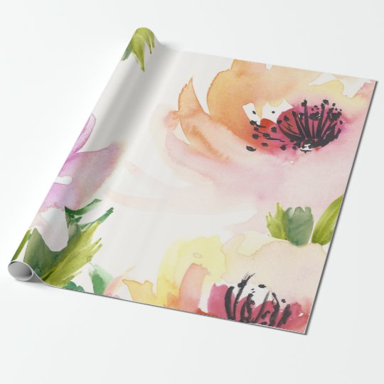 Elegant Watercolor Flowers Wrapping Paper | Zazzle.com