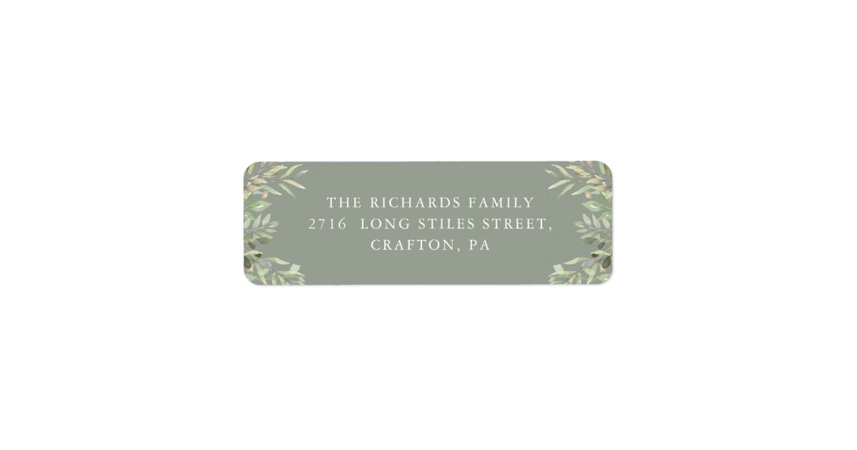 Elegant Watercolor Greenery Foliage Return Address Label | Zazzle