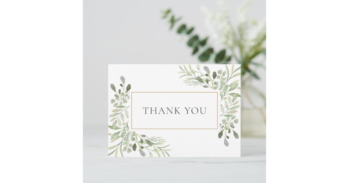 Elegant Watercolor Greenery Funeral Poem Thank You Card | Zazzle
