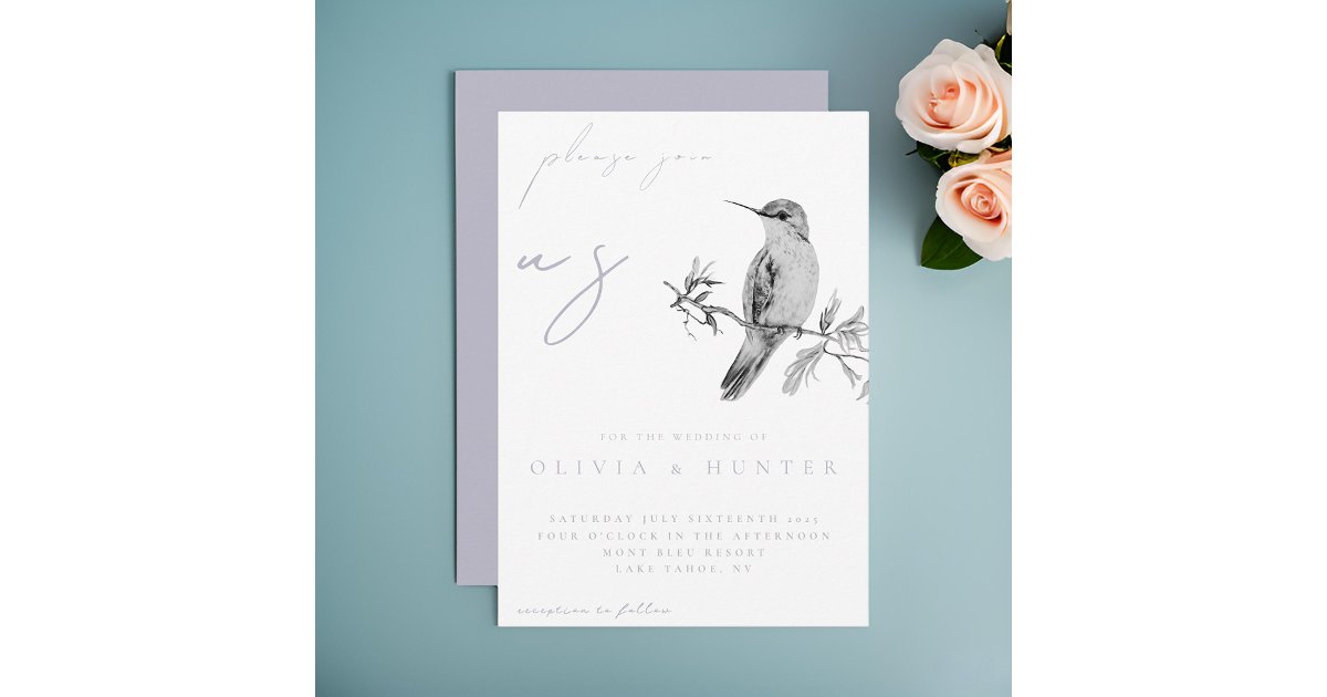 Elegant Watercolor Hummingbird Wedding Invitation | Zazzle