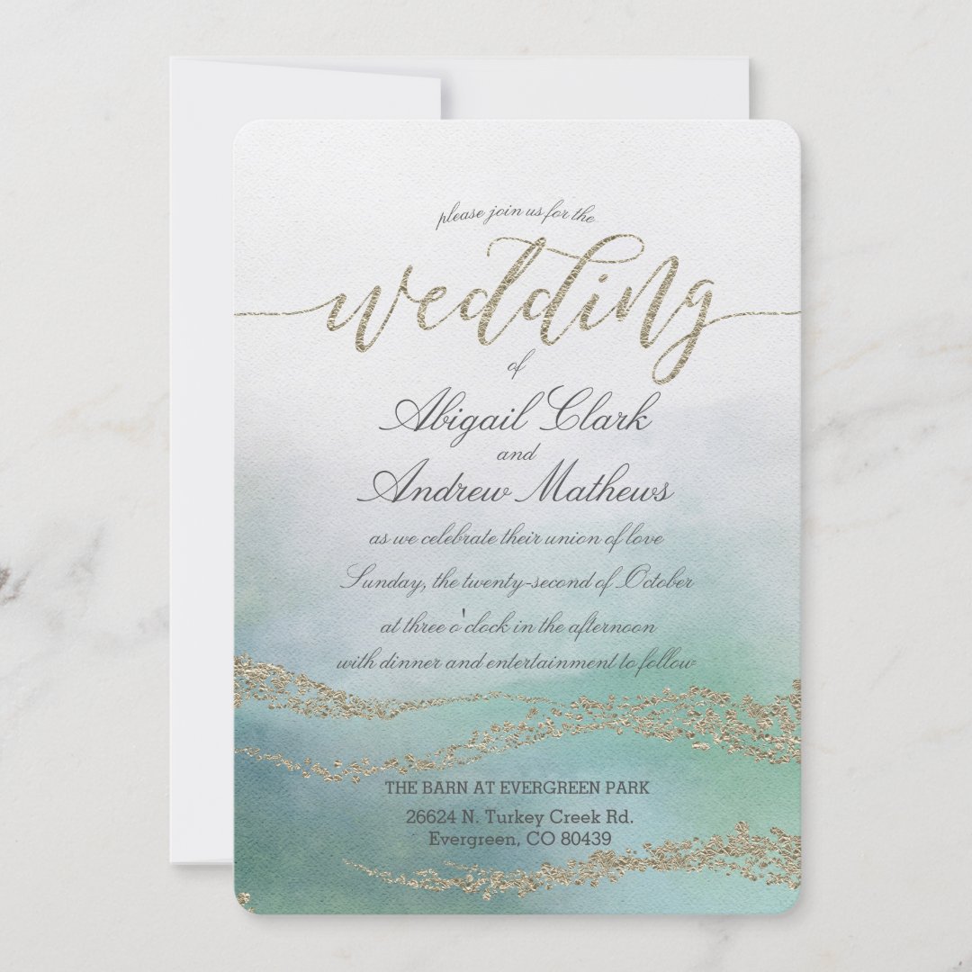Elegant Watercolor in Ocean Wedding Invitation | Zazzle