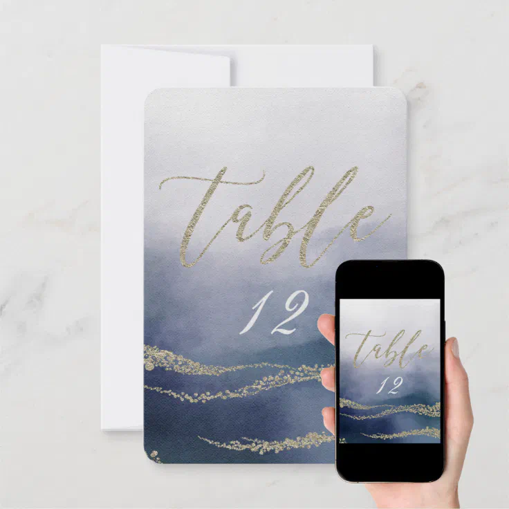 Elegant Watercolor in Surf Wedding Table Number | Zazzle