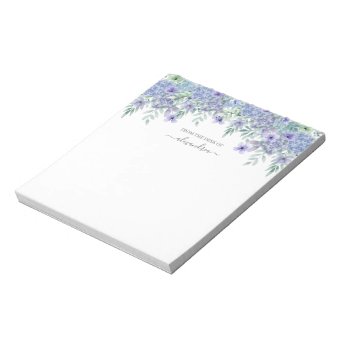 Elegant Watercolor Lavender Floral Botanical Leaf Notepad | Zazzle