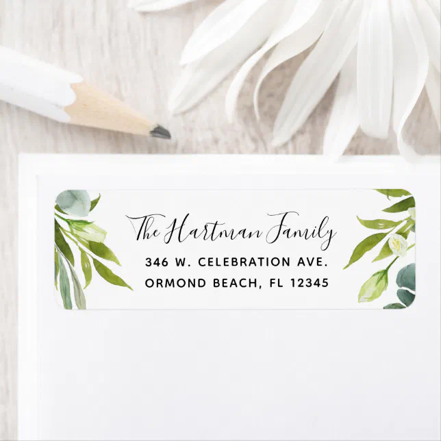 Elegant Watercolor Leaves Spring Summer Label | Zazzle