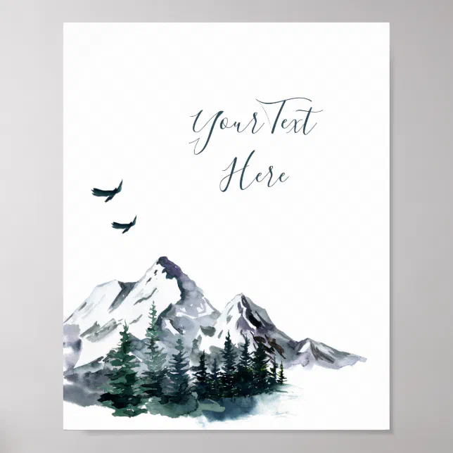 Elegant Watercolor Mountains Forest Landscape Post Poster | Zazzle