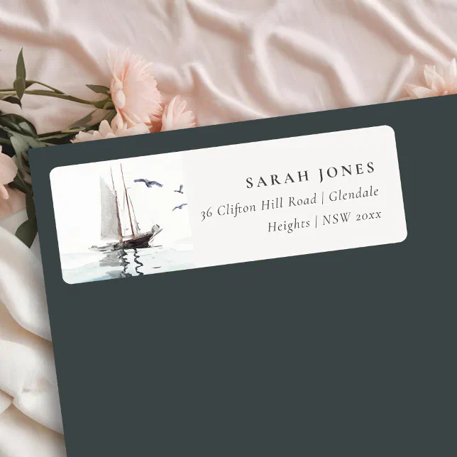 Elegant Watercolor Nautical Sailing Yacht Address Label | Zazzle
