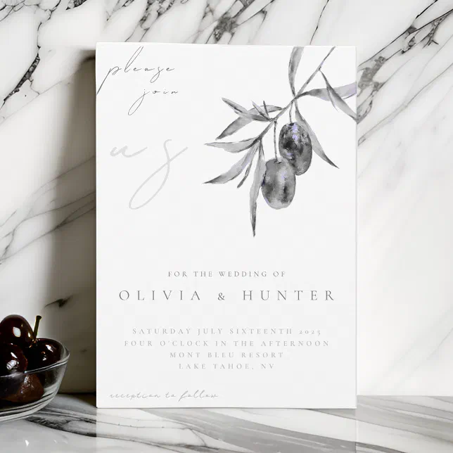 Elegant Watercolor Olive Branch Wedding Invitation | Zazzle